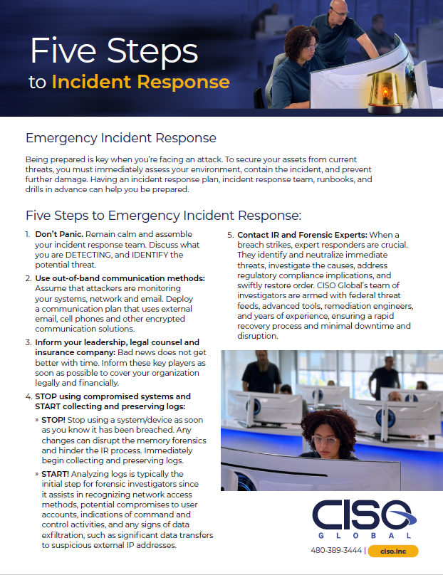 Five Steps to Incident Response Guide Five Steps to Incident Response Guide